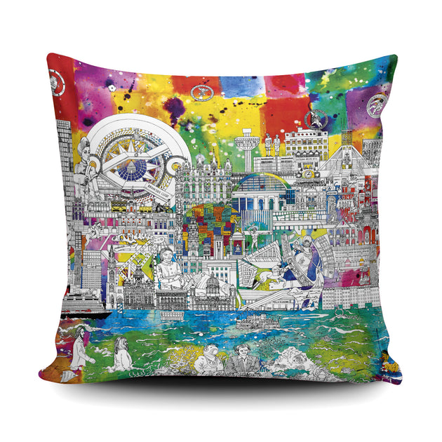 Liverpool skyline cushion - colour | MehaArt